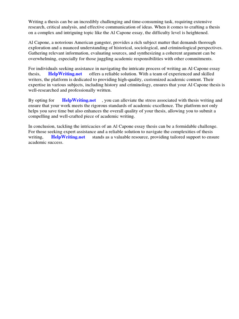 Al Capone Essay Thesis | PDF | Al Capone Al Capone Essay Thesis | PDF | Al Capone