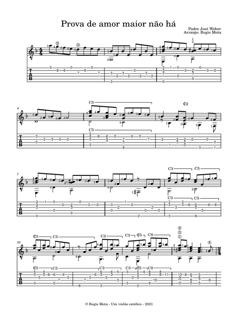 PROVA_DE_AMOR_MAIOR_NÃO_HÁ_ARRANJO_TAB+PARTITURA | PDF
