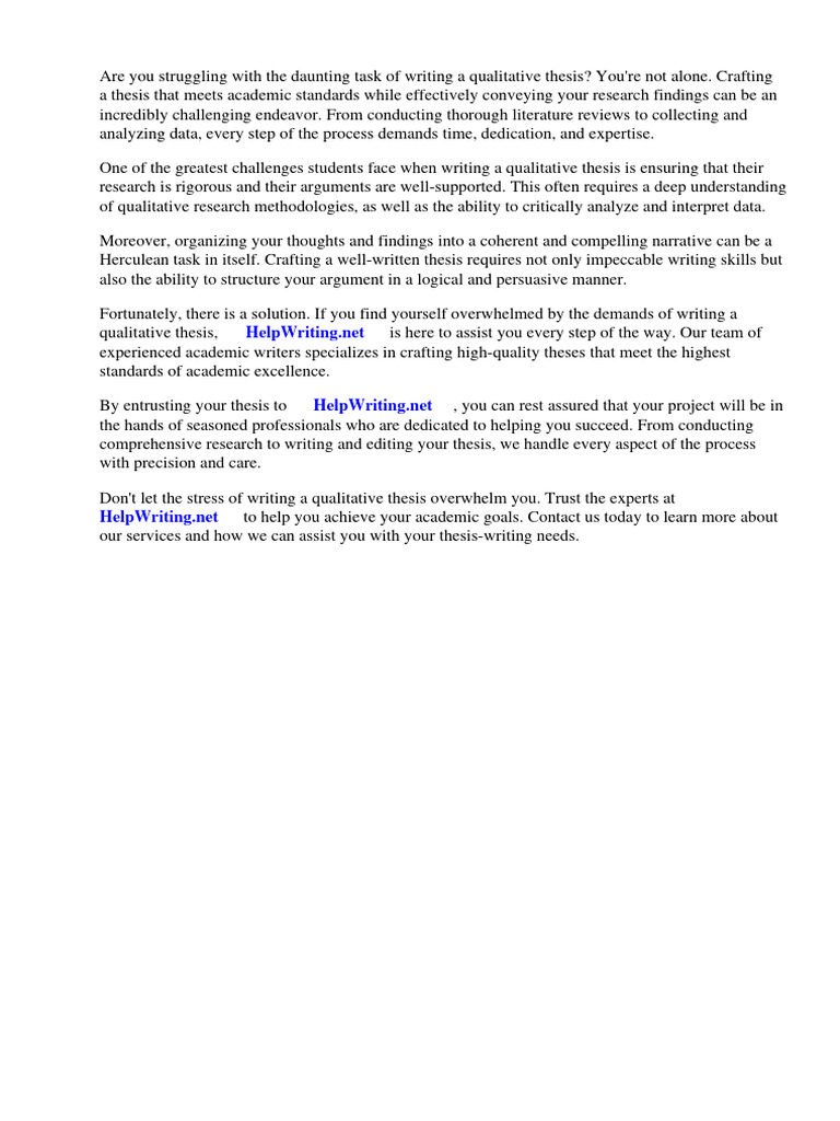 Sample Qualitative Thesis PDF | PDF