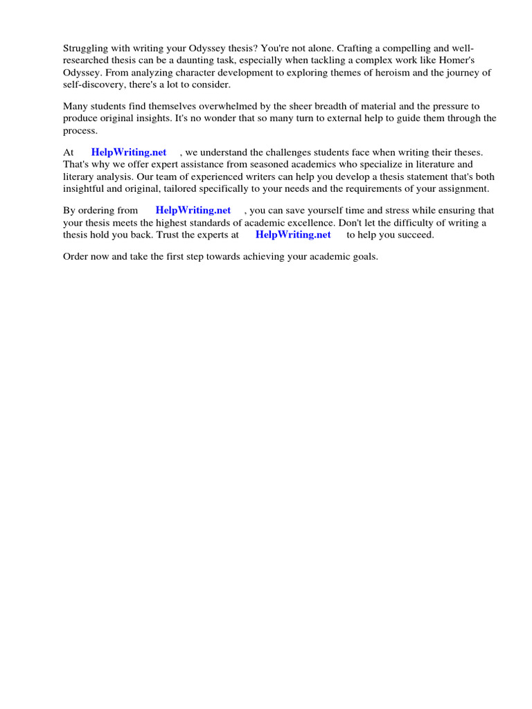 Odyssey Thesis Examples | PDF