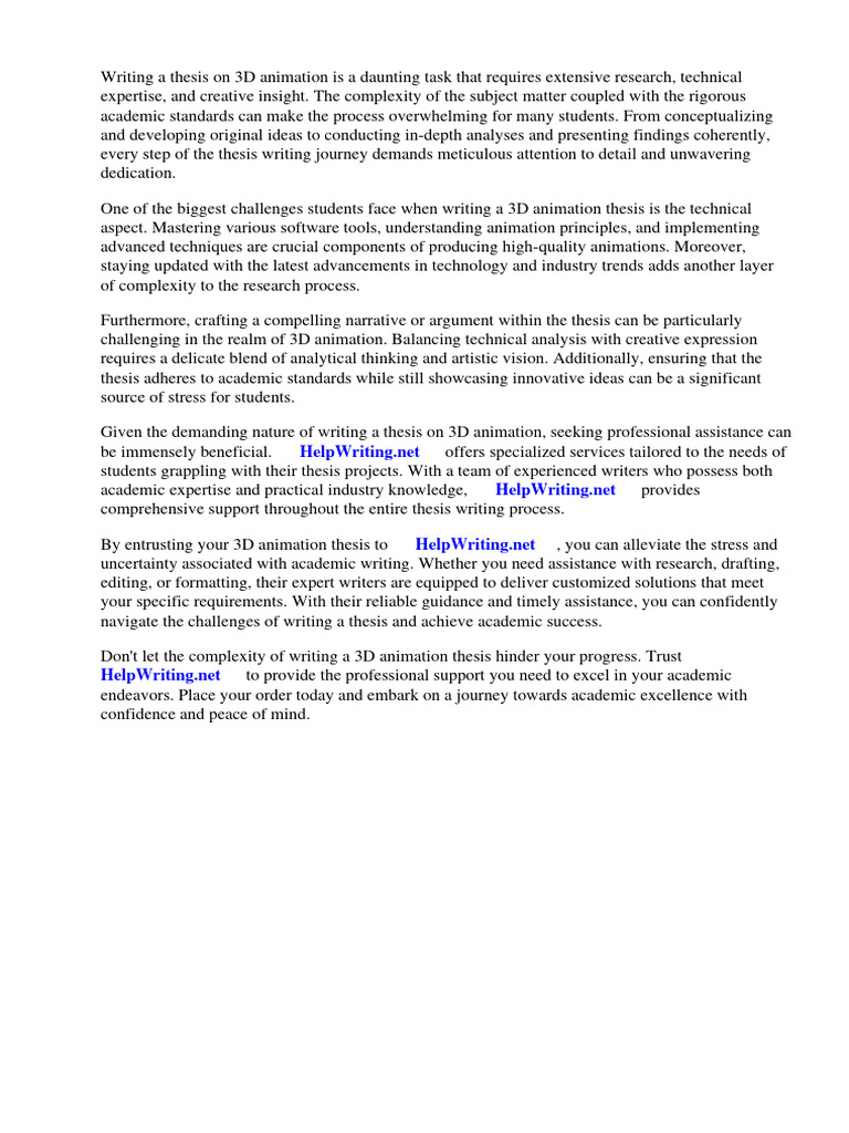 3d Animation Thesis | PDF | Animation | 3 D Computer Graphics