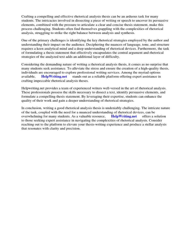 How To Write A Good Rhetorical Analysis Thesis | PDF | Rhetoric | Essays