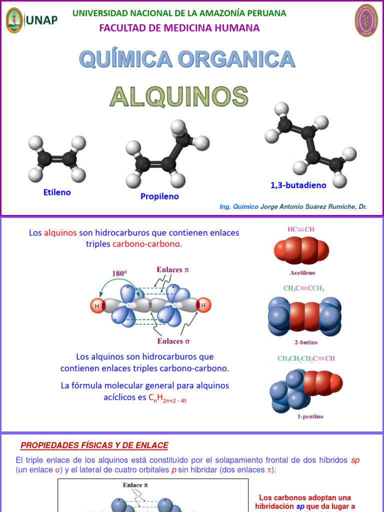 Propiedades y Reacciones de Alquinos | PDF | Hidrogenación | Alqueno