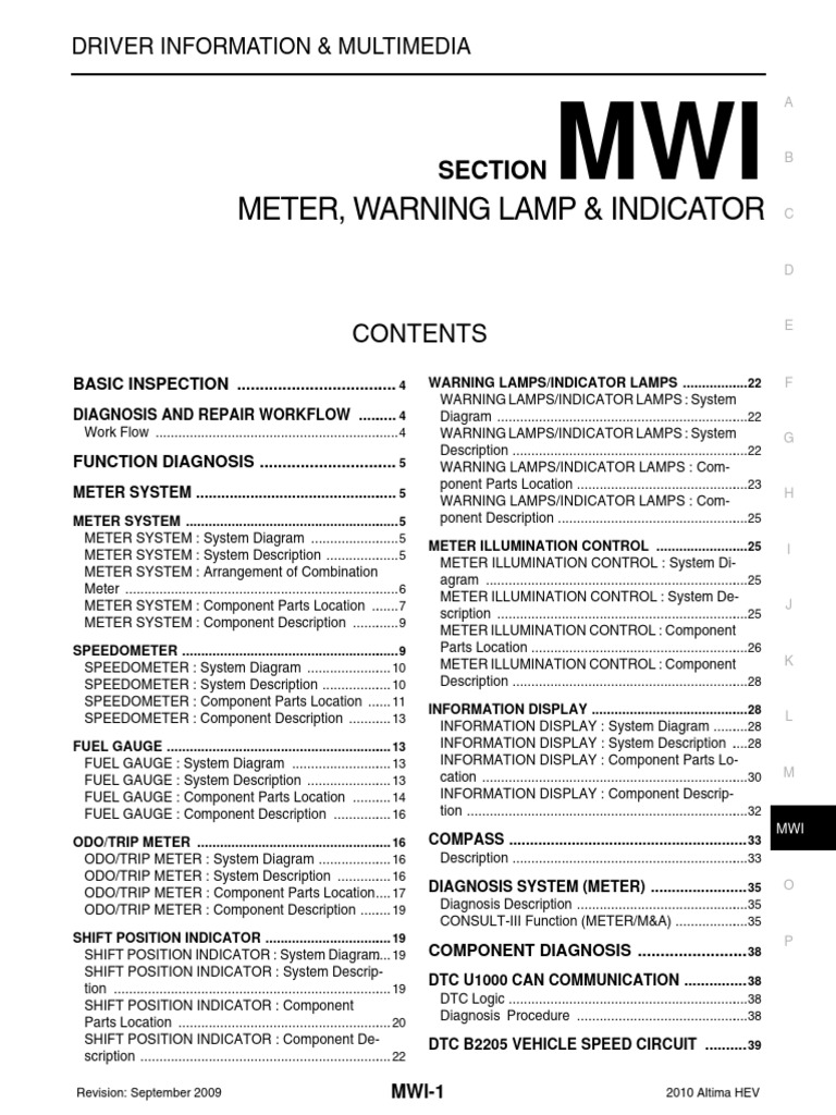 Meter, Warning Lamp & Indicator: Section | PDF | Transport | Components