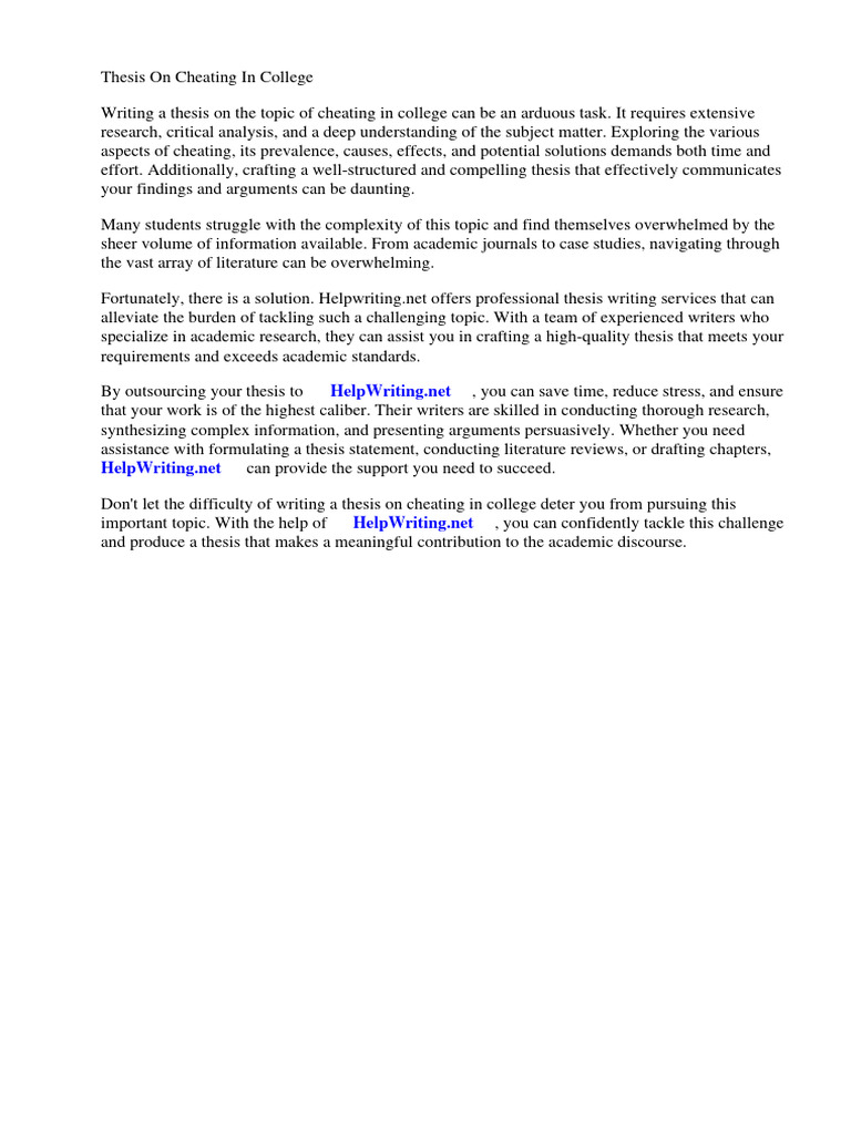 Thesis On Cheating in College | PDF | Academic Dishonesty | Infidelity