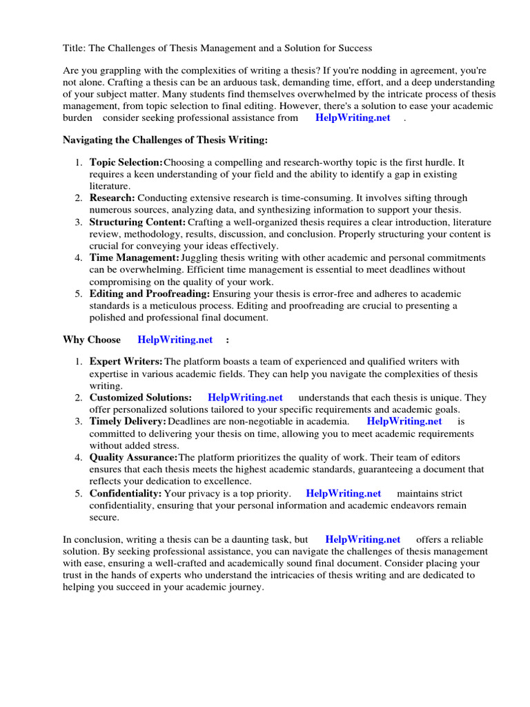 Thesis Management | PDF | Thesis | Methodology