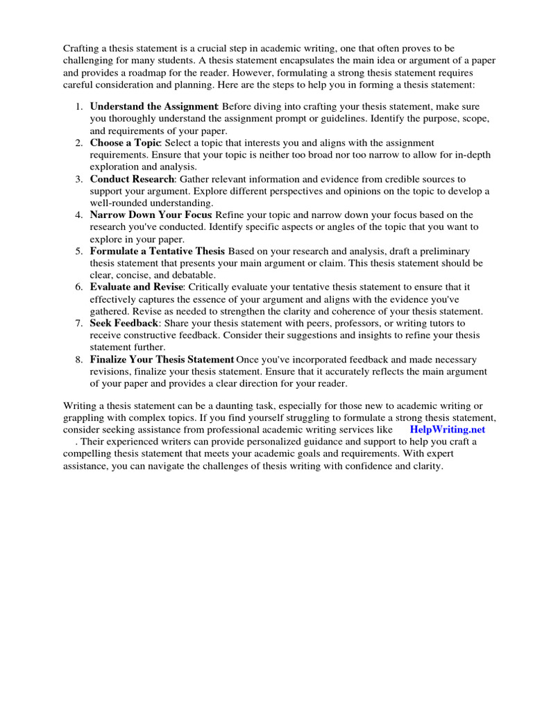 Steps To Forming A Thesis Statement | PDF