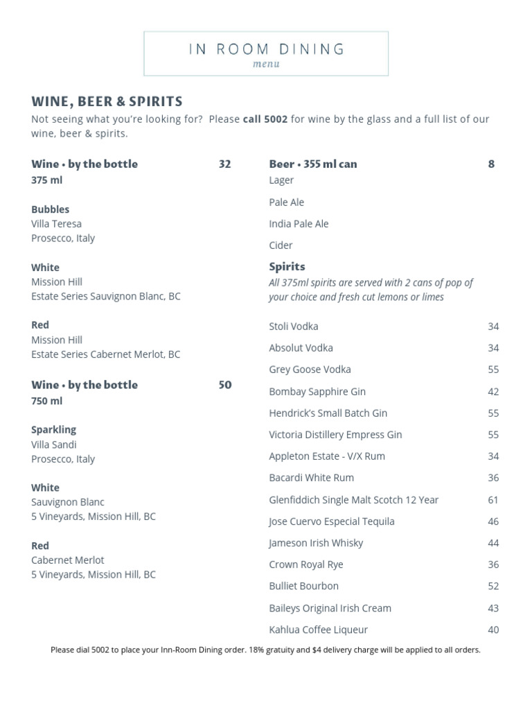 IRD Beverage Menu Jan 2024 | PDF