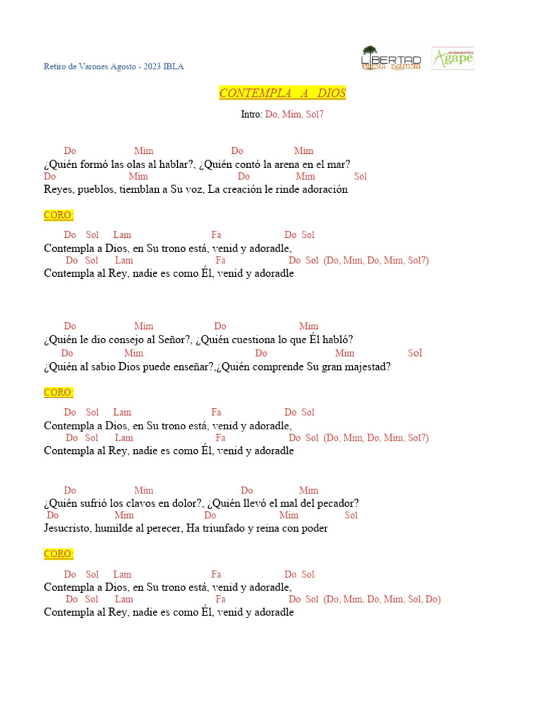 Alabanzas Retiro de Varones 2023 | PDF