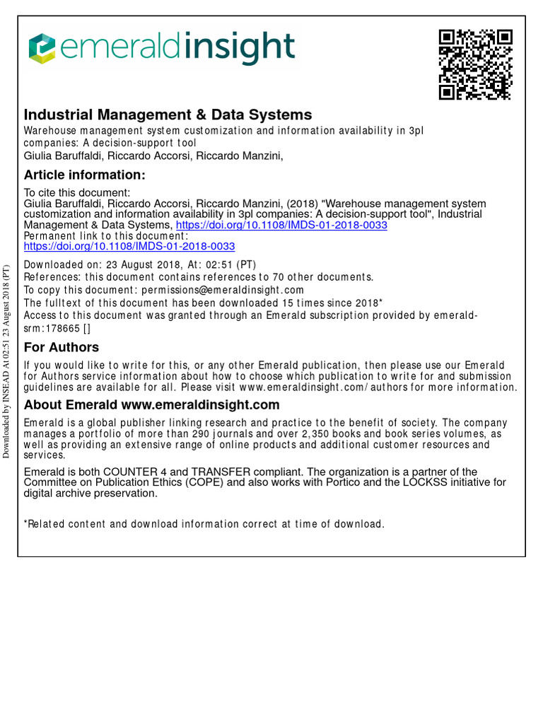 Baruffaldi 2018 | PDF | Warehouse | Logistics
