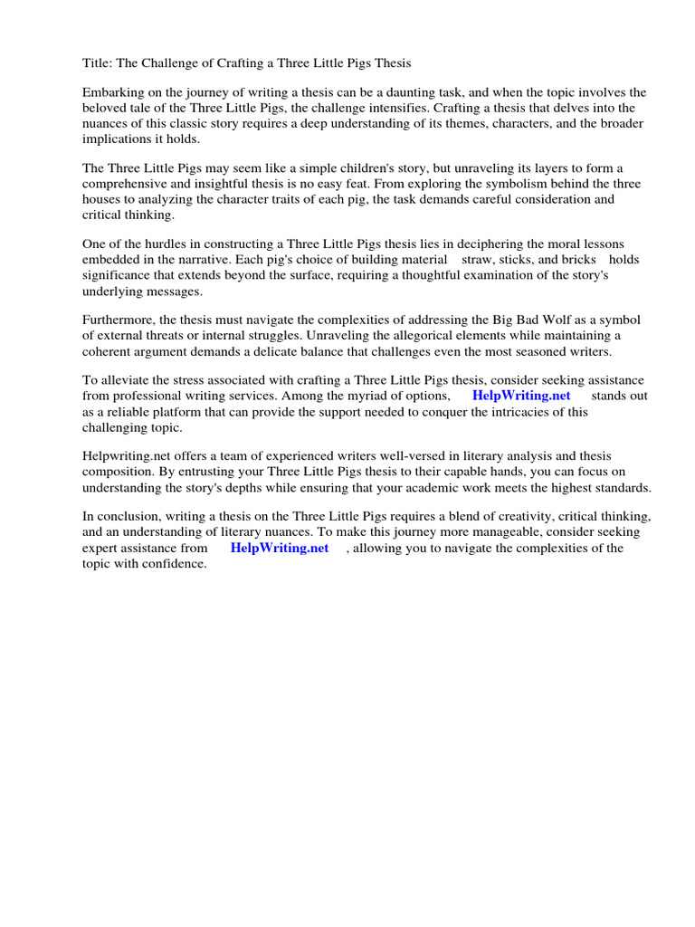 Three Little Pigs Thesis | PDF