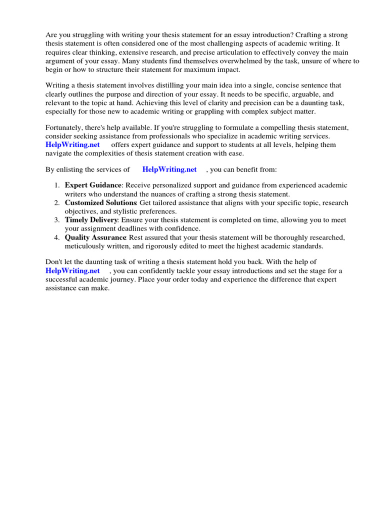 How To Write An Essay Introduction With Thesis Statement | PDF | Essays ...