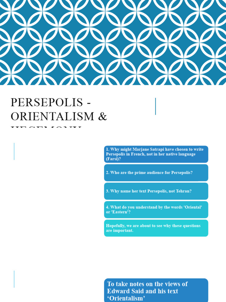 Persepolis - Orientalism, Hegemony & Context Project | PDF | Mohammad ...