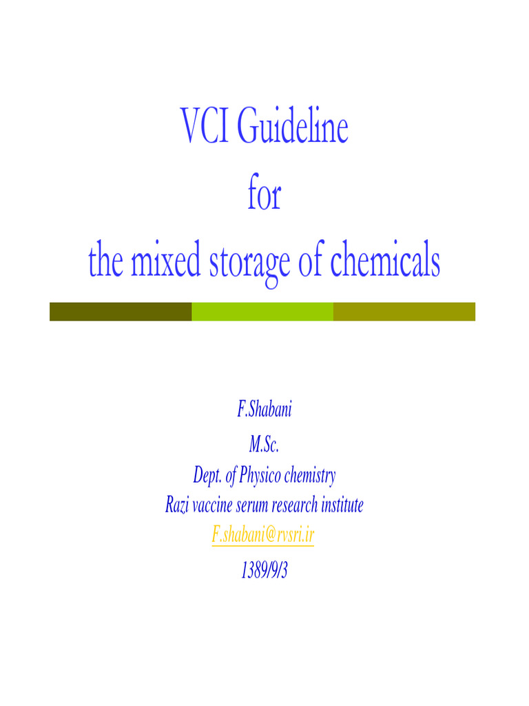 VCI Guideline For The Mixed Storage of Chemicals | PDF | Dangerous Goods | Chemistry