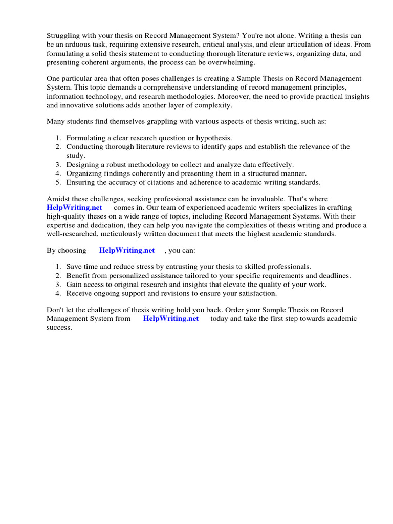 Sample Thesis Record Management System | PDF | Electronic Health Record ...