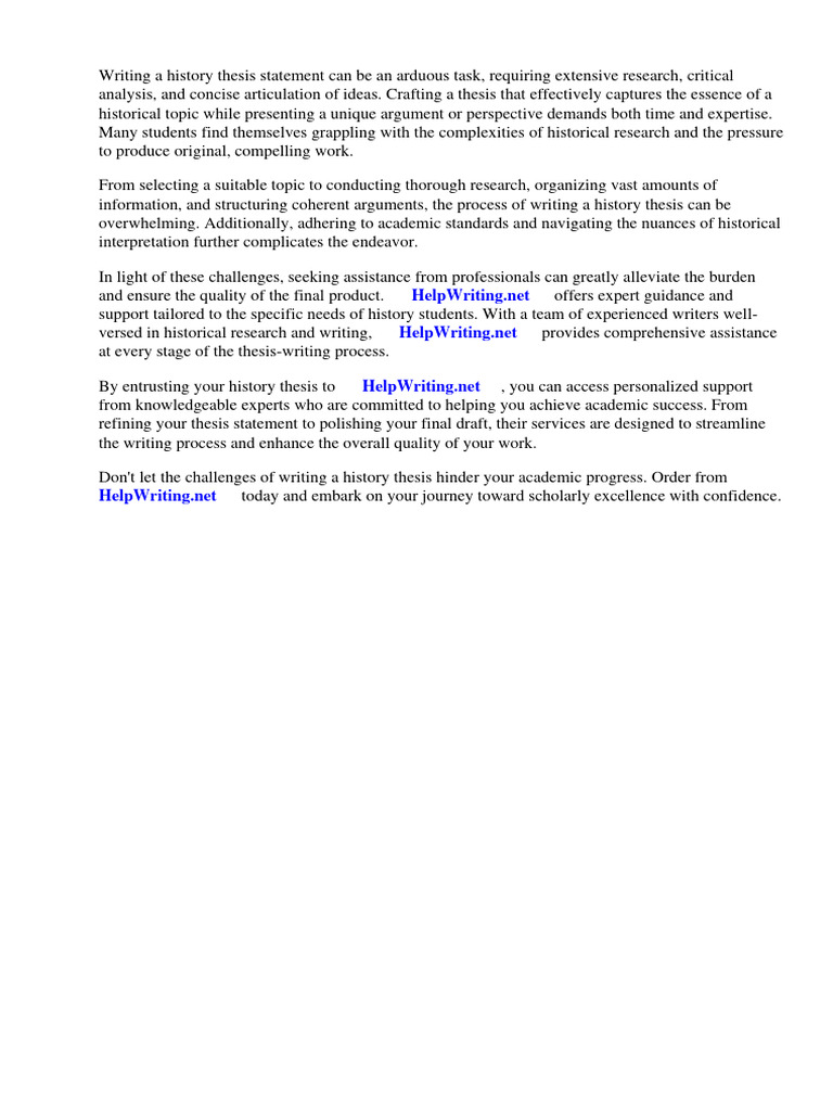 Write History Thesis Statement | PDF | Essays | Thesis