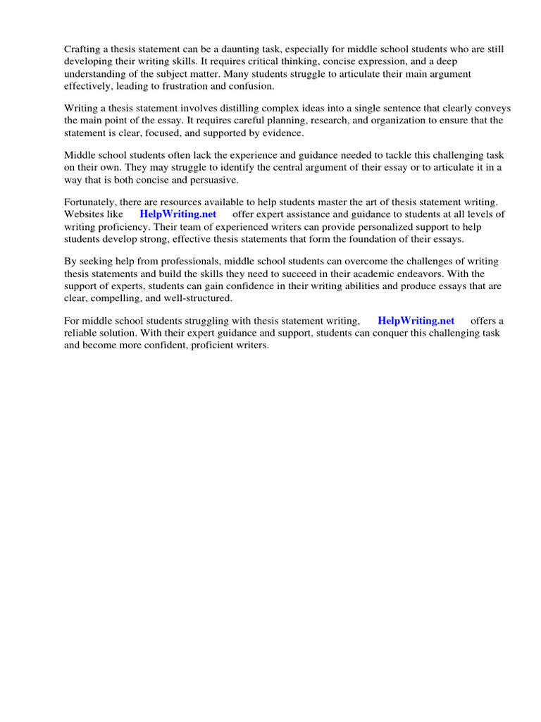 Teaching Middle School Students To Write Thesis Statements | PDF