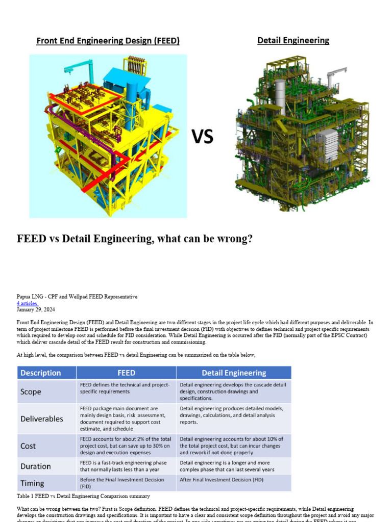 FEED Vs Detail Engineering | PDF | Reliability Engineering | Risk