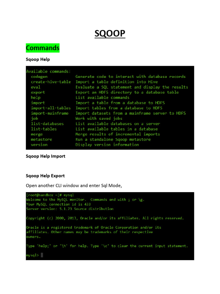 Sqoop LAB | PDF | My Sql | Computer Data Sqoop LAB | PDF | My Sql | Computer Data