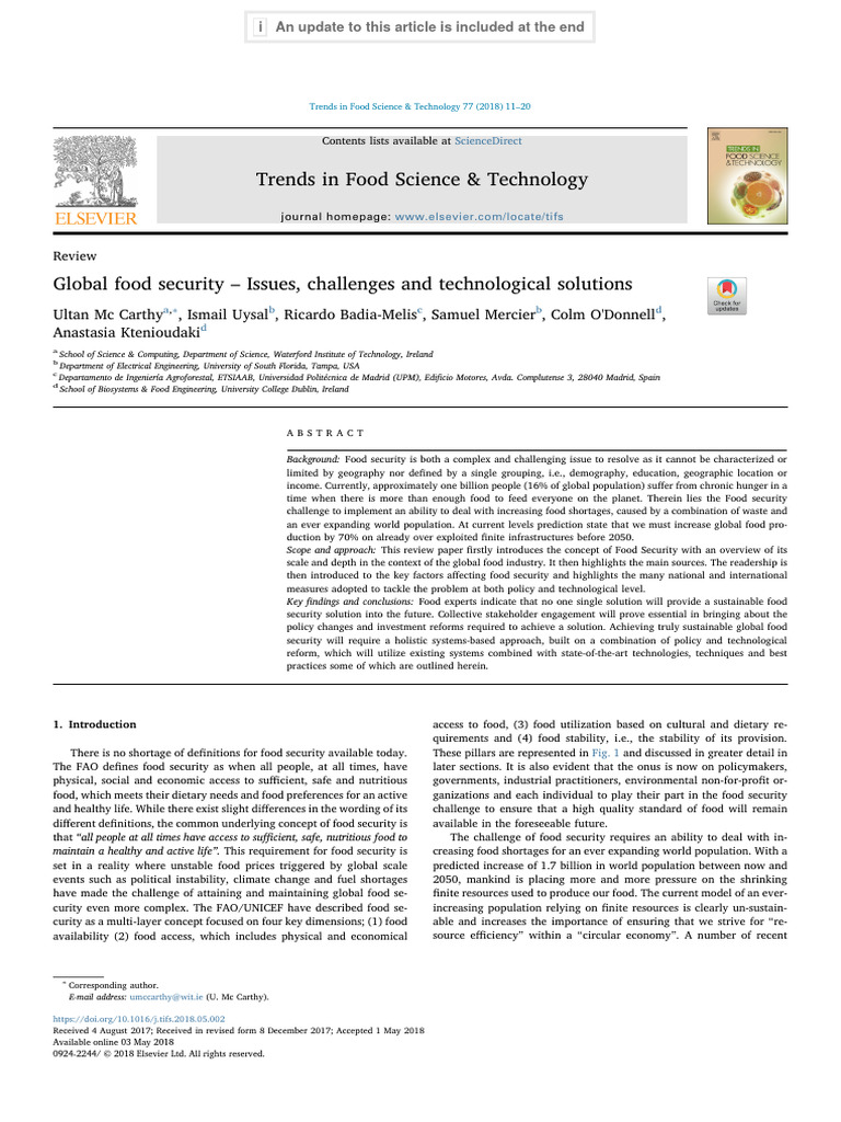 # Global Food Security-Issues, Challenges and Technological Solutions ...