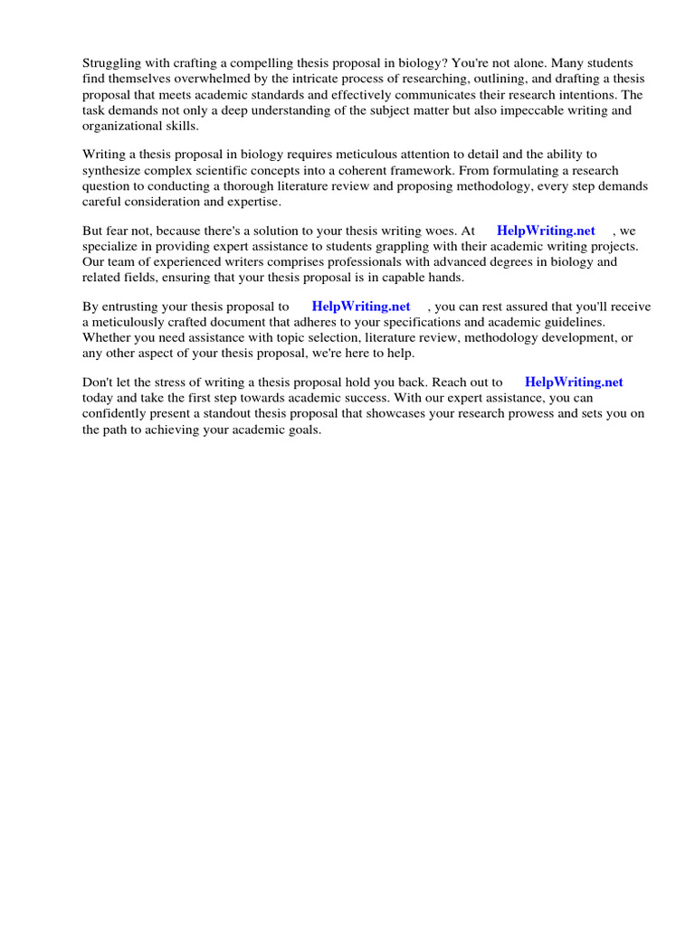 Thesis Proposal Example Biology | Download Free PDF | Thesis | Doctor ...