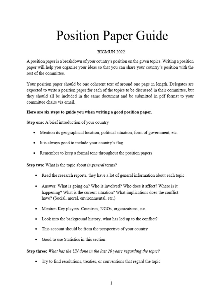 Position Paper Guide 2022 | PDF