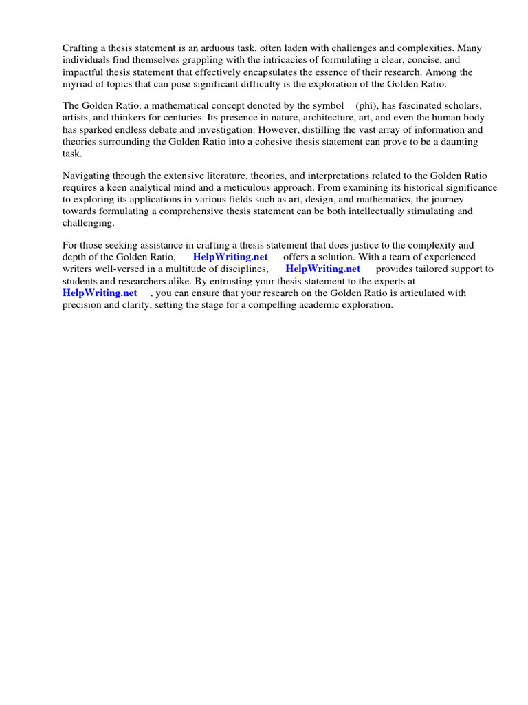 Golden Ratio Thesis Statement | PDF | Ratio | Mathematics