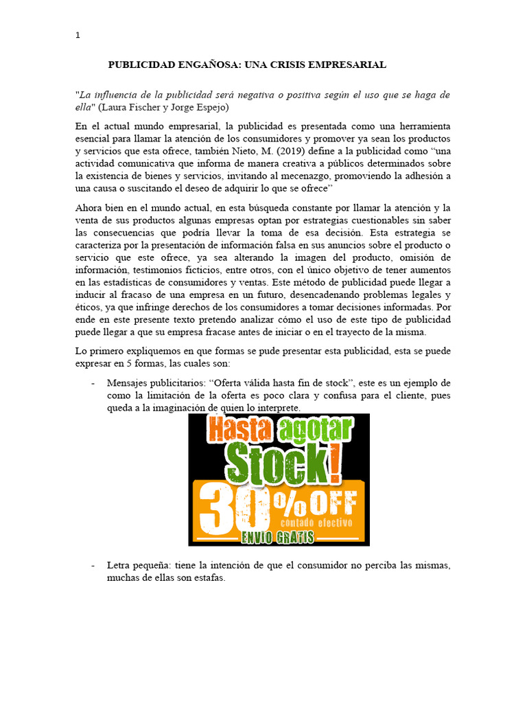 Publicidad Engañosa | PDF | Publicidad | Business