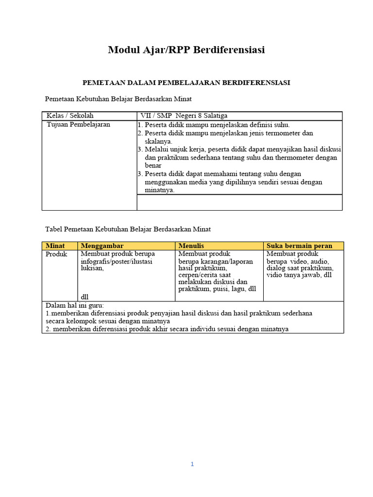Modul Ajar Berdiferensiasi Kelas 7 | PDF