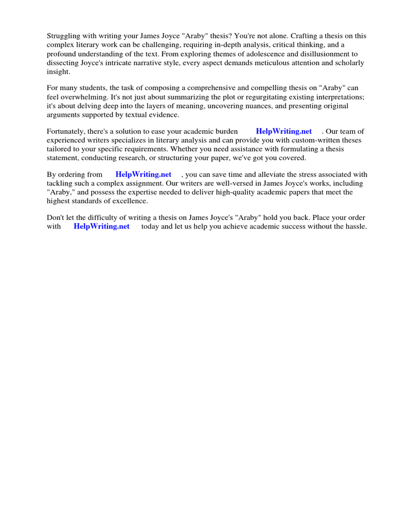 James Joyce Araby Thesis | PDF | Mystery, Thriller & Crime Fiction | General Fiction