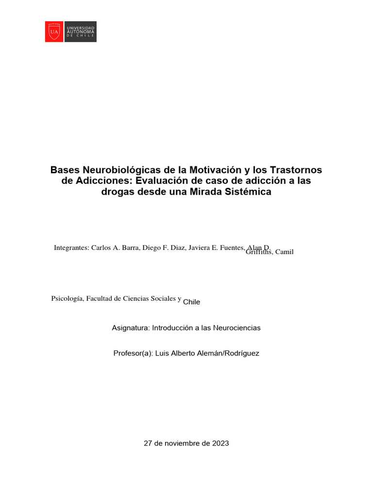 Motivación y Trastornos de Adicción BDFGMP | PDF | La dependencia de sustancias | Trastorno ...