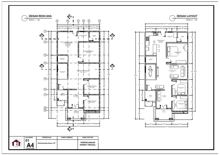 1.denah Rencana + Denah Layout | PDF