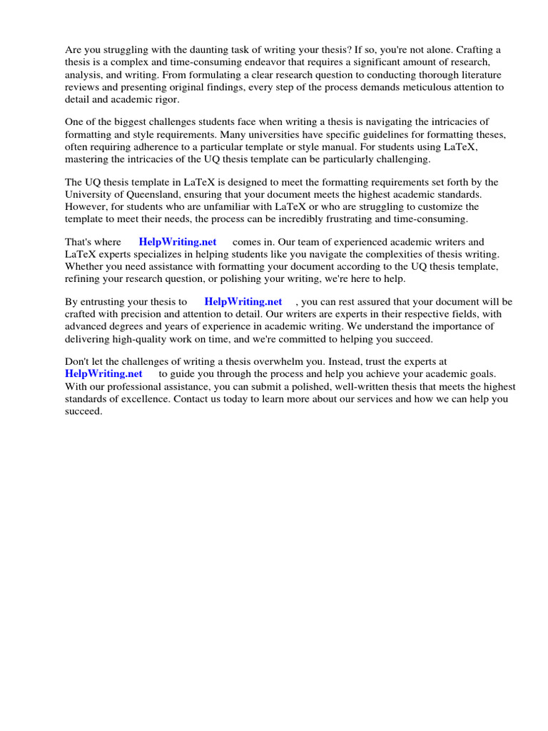 Uq Thesis Template Latex | PDF | Thesis | Doctor Of Philosophy