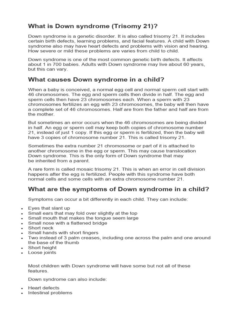 What Is Down Syndrome | PDF | Down Syndrome | Cerebral Palsy