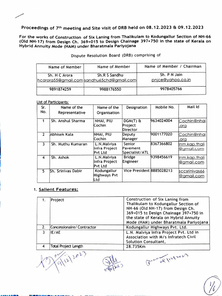 DRB Meeting Proceedings for NH-66 Project | PDF | Road Infrastructure ...
