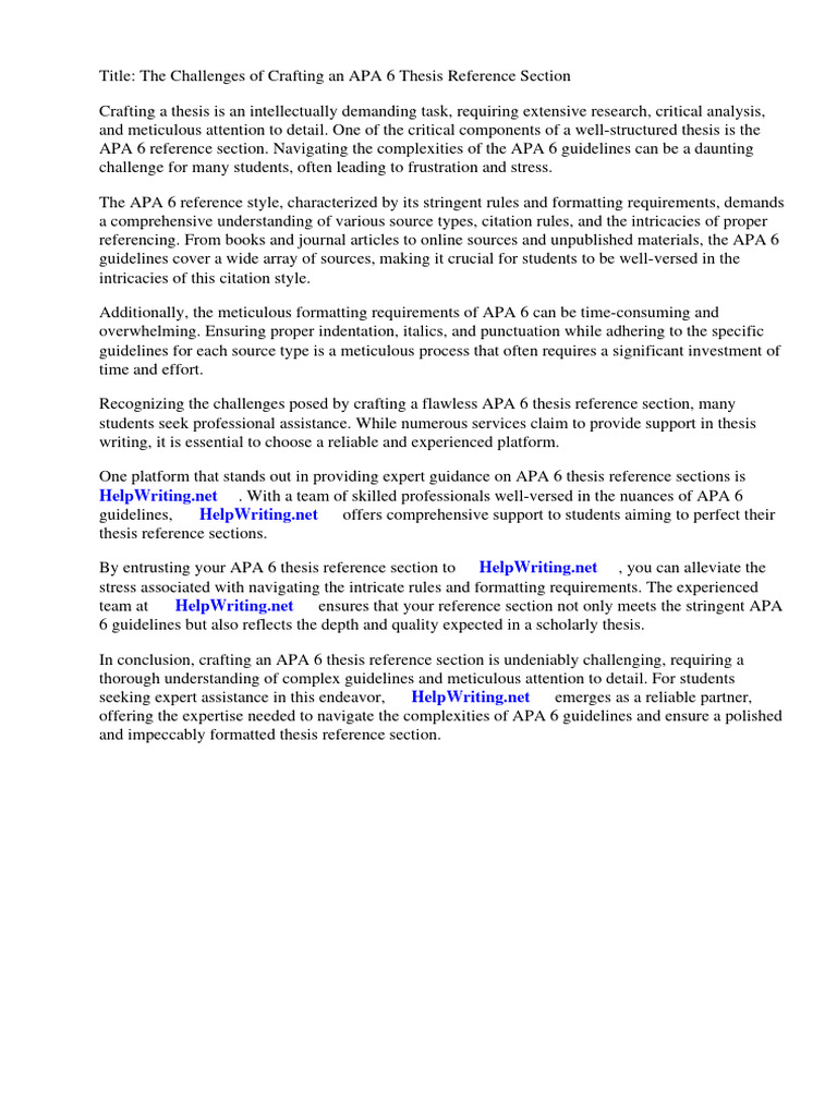 Apa 6 Thesis Reference | PDF