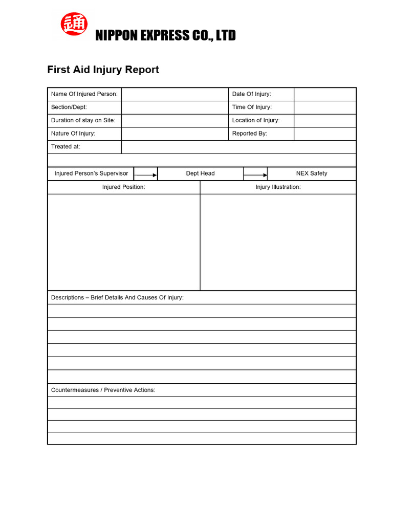 First Aid Injury Report Template | PDF
