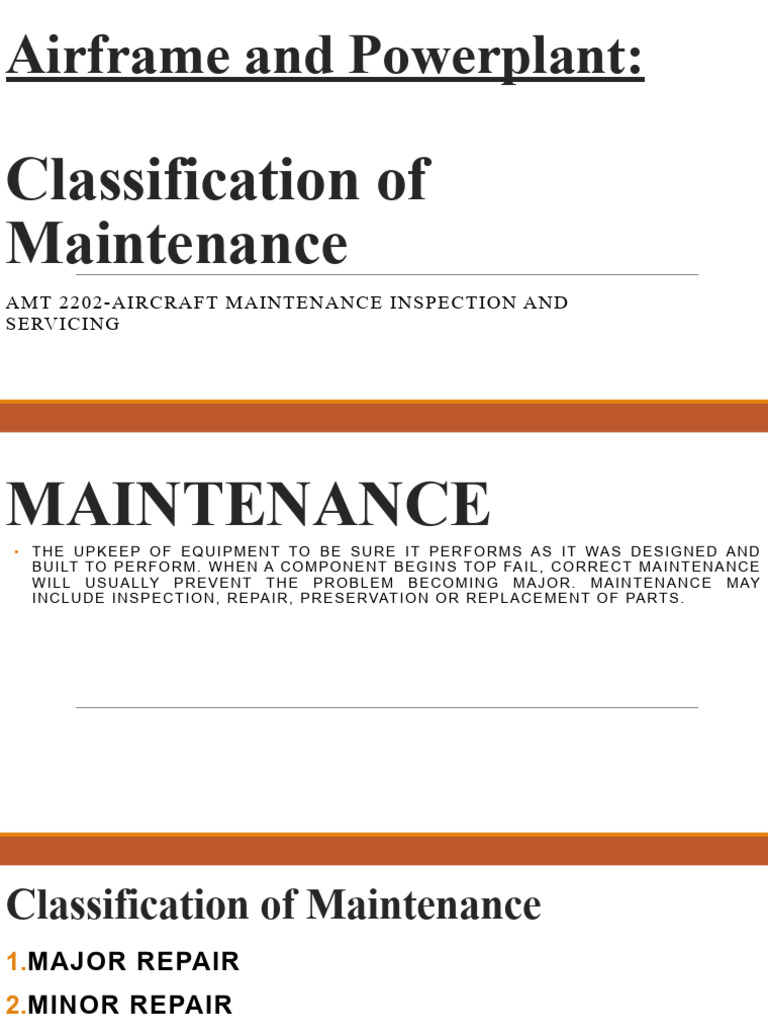 Classification of Aircraft Maintenance | PDF | Landing Gear | Aerospace