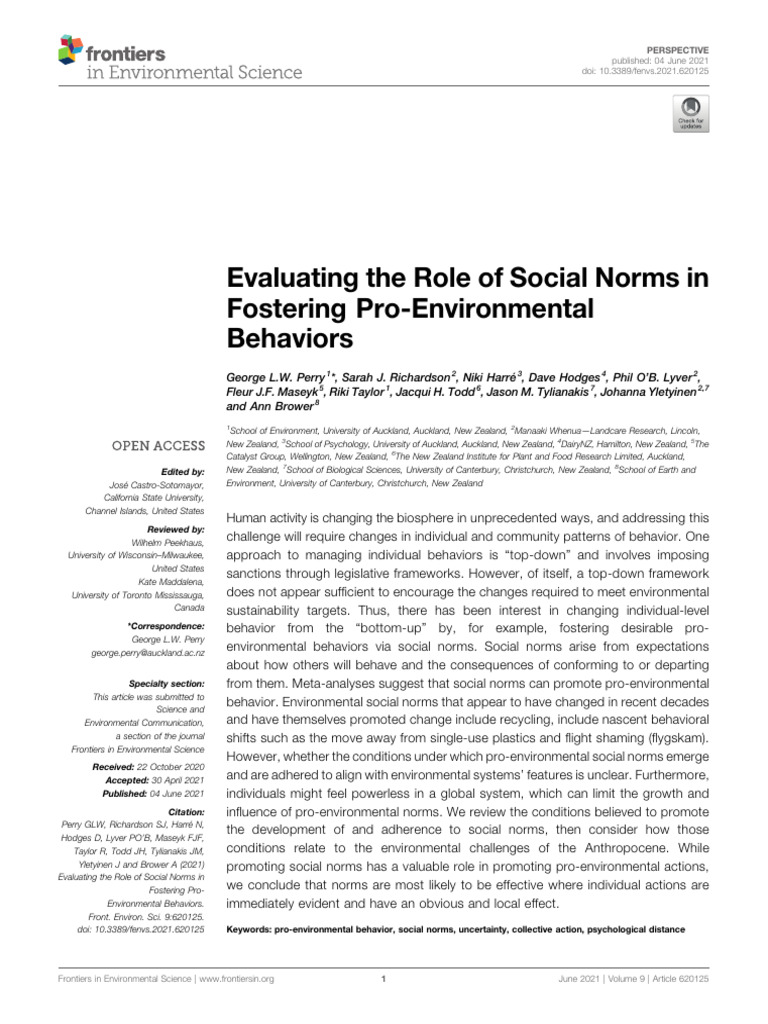 Pro-Environmental Social Norms | PDF | Behavior | Motivation