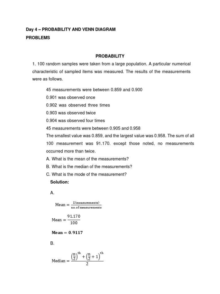 Mechanical Engineering Problems Set 4 Math | PDF | Median | Mean