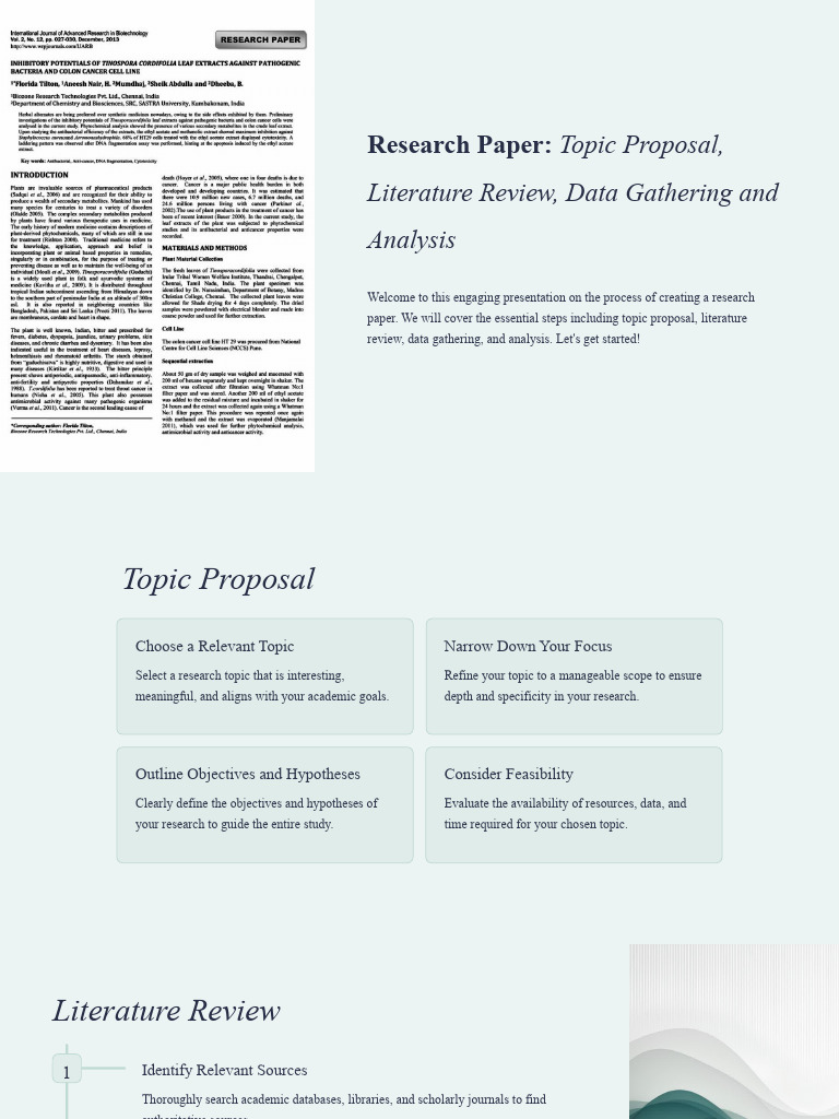 Research Paper: Topic Proposal, Literature Review, Data Gathering and ...
