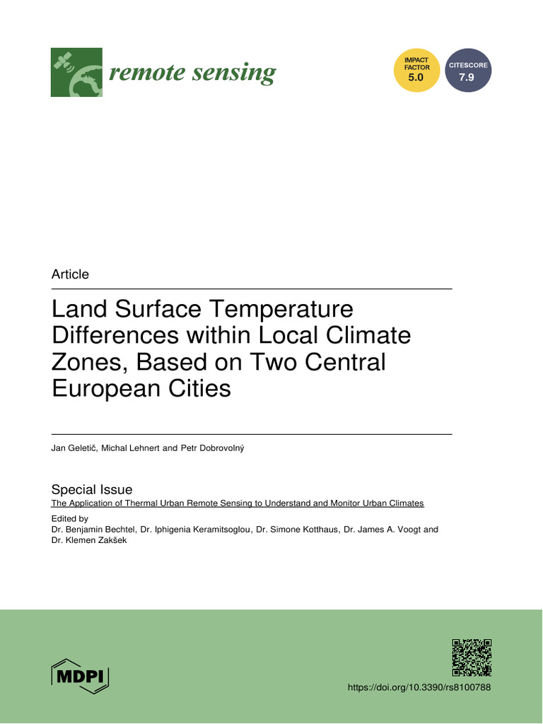 06 - 2016 - Land Surface Temperature Differences Within Local Climate Zones, Based On Two ...