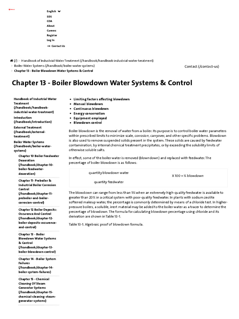 Water Handbook - Boiler Blowdown Control _ Veolia | PDF | Boiler | Water