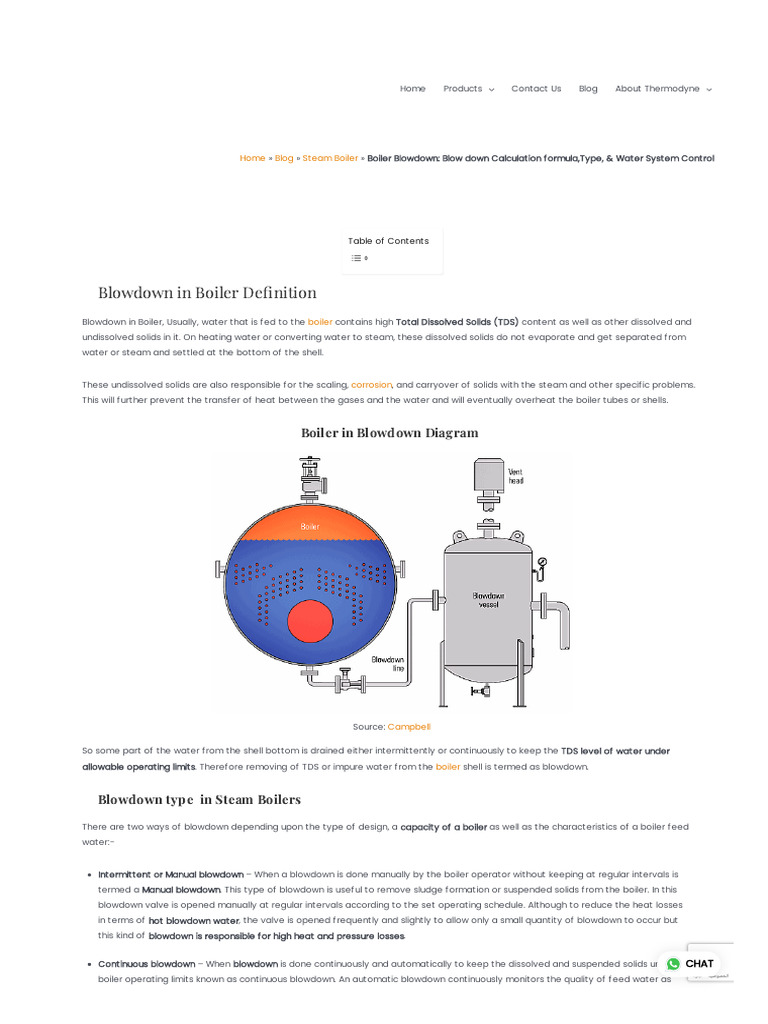 Blowdown in Boiler - Boiler Blowdown Calculation Formula & Calculator... | PDF | Boiler | Water