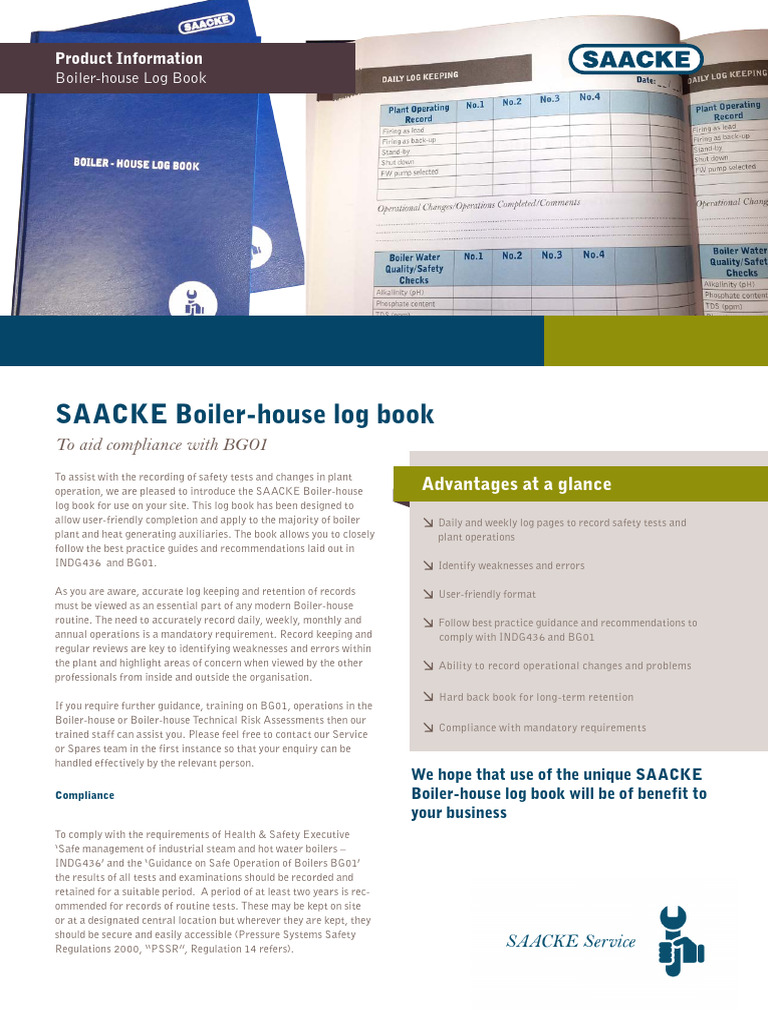 SAACKE UK Boiler House Log Book Flyer | PDF