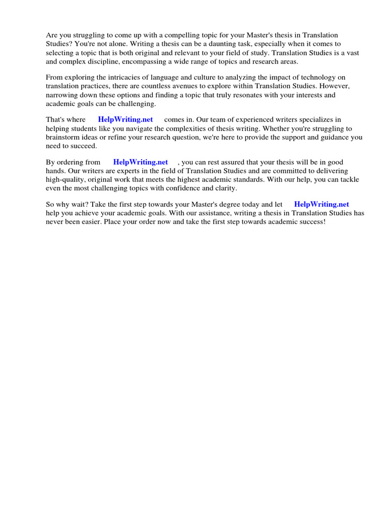 M A Thesis Topics On Translation Studies | PDF | Translations | Linguistics