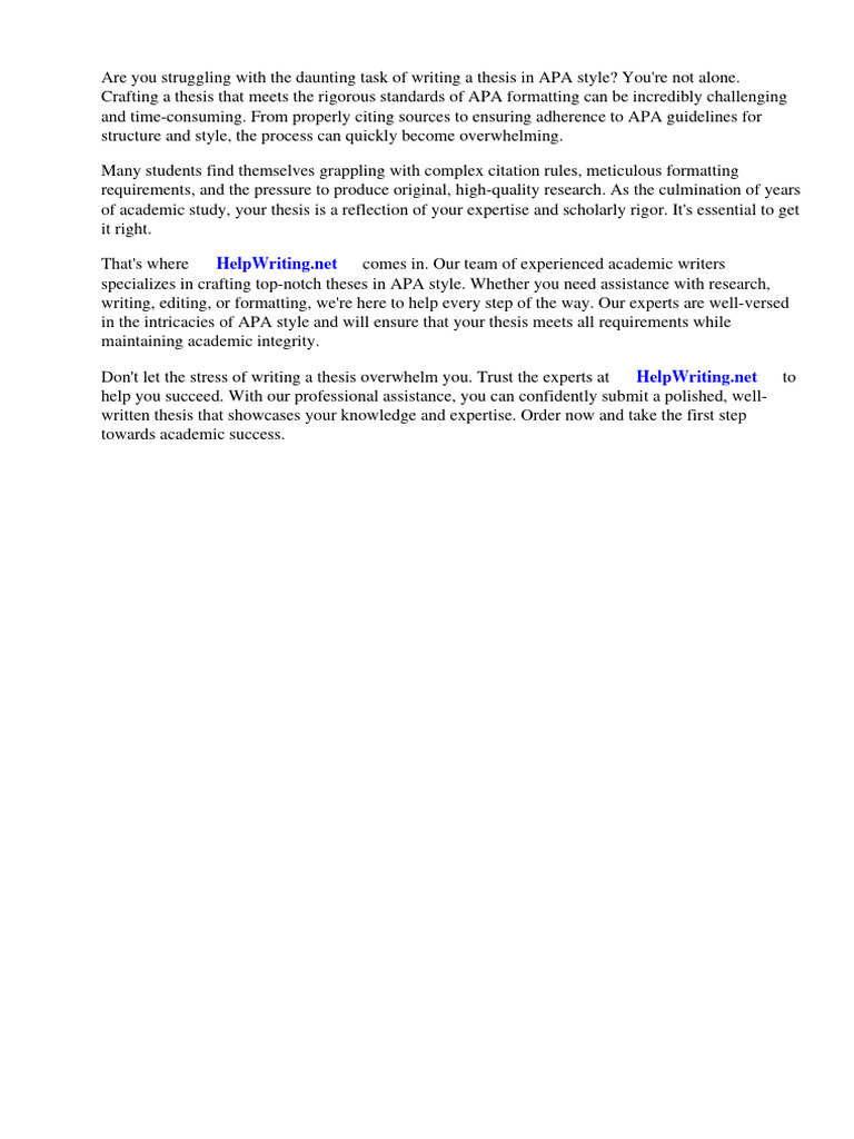 Writing A Thesis Apa Style | PDF | Apa Style | Thesis