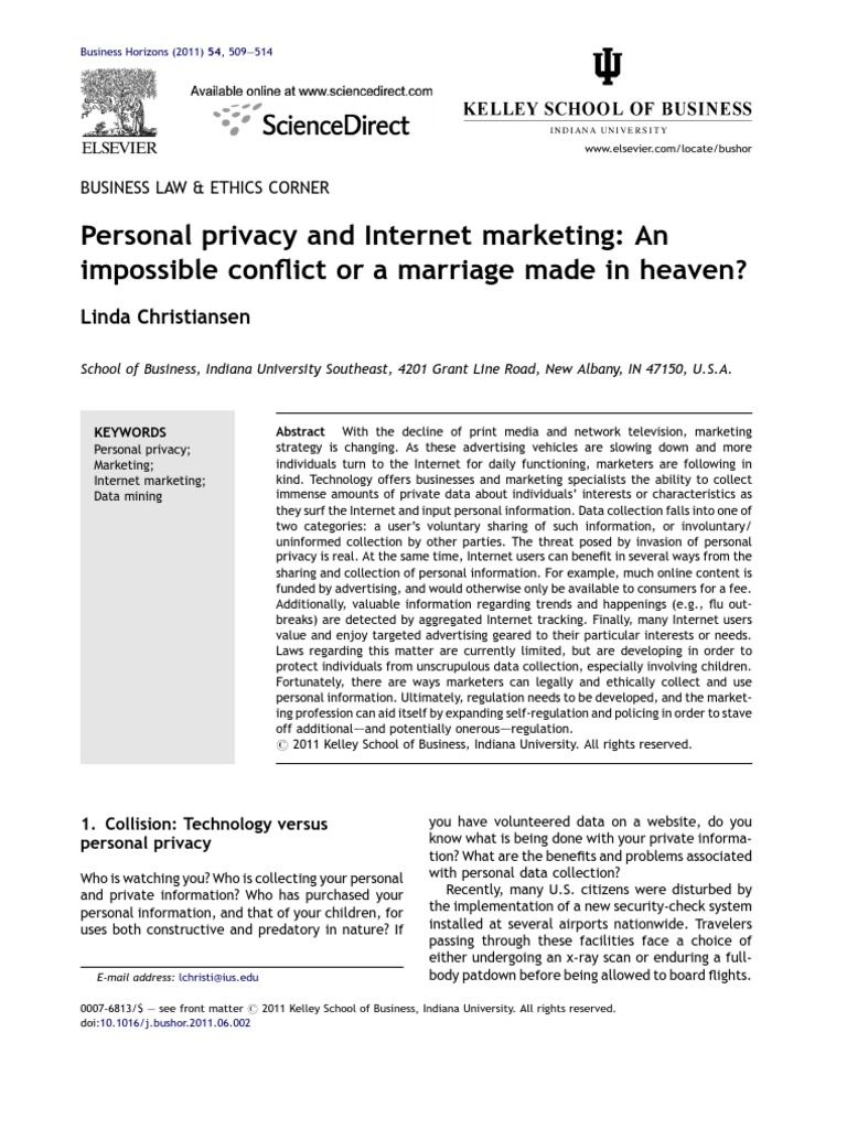 Personal Privacy and Internet Marketing: An Impossible Conflict or A ...