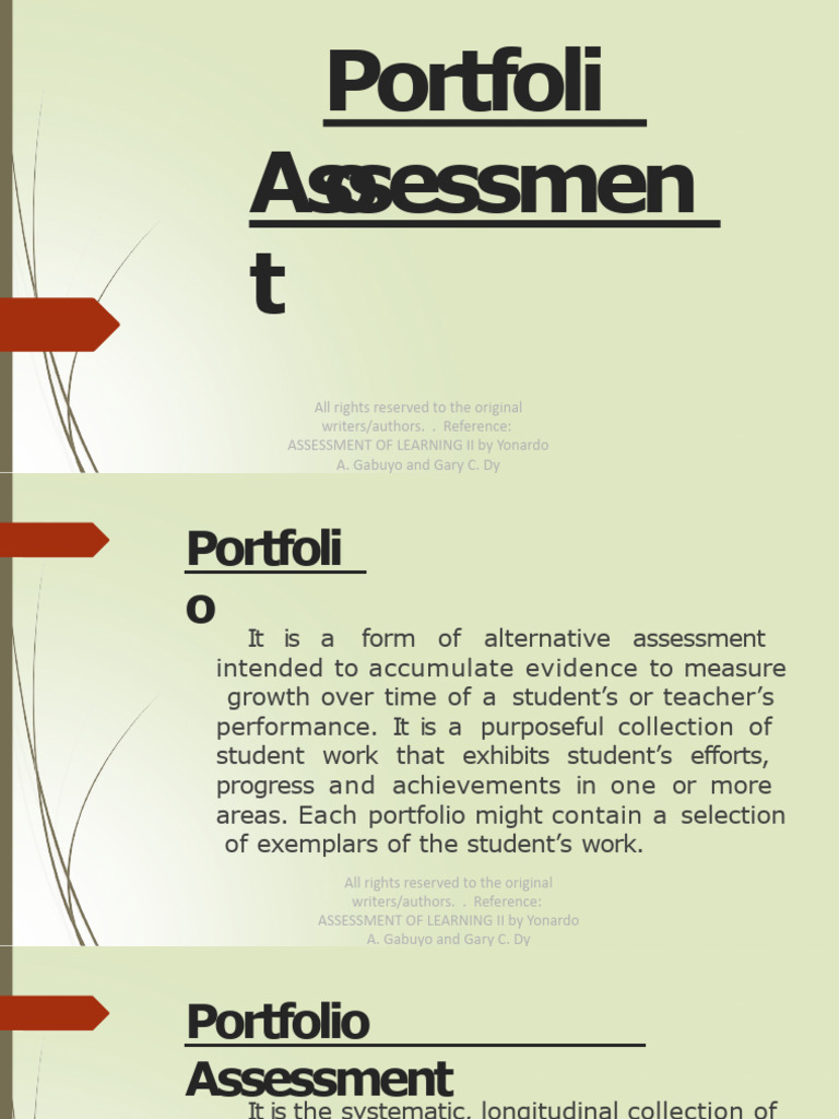Portfolio Assessment Guide | PDF | Educational Assessment | Learning