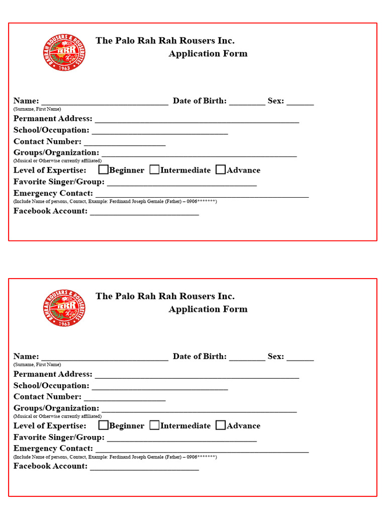 RRR Application Form | PDF